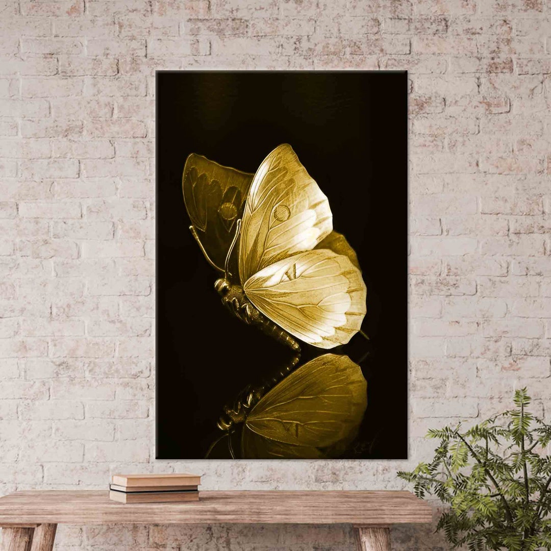 Reflective Butterfly Art, Metallic Butterfly Art, Yellow Butterfly Art ...