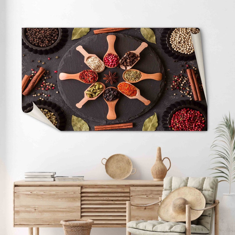 Indian Spices Art, Spices Wall Decor, Colorful Wall Art, Modern Canvas ...