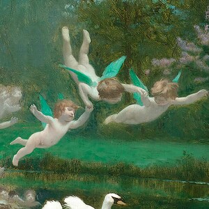 Printed Canvas, Jean Leon Gerome Leda and the Swan, New Home Gift, Art ...