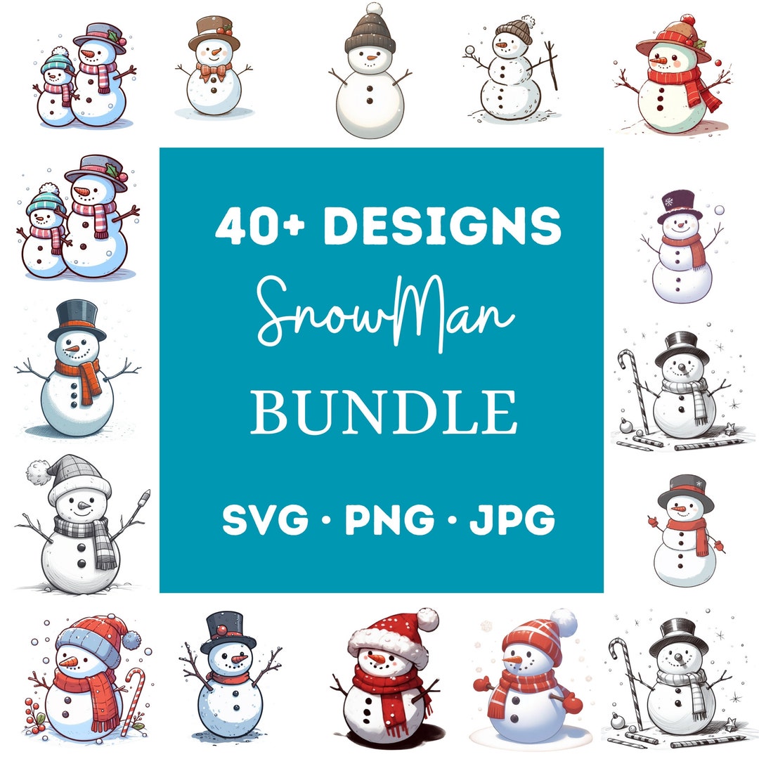 Snowman SVG Files Bundle, Snowman Face SVG Set, Merry Christmas SVG Set ...