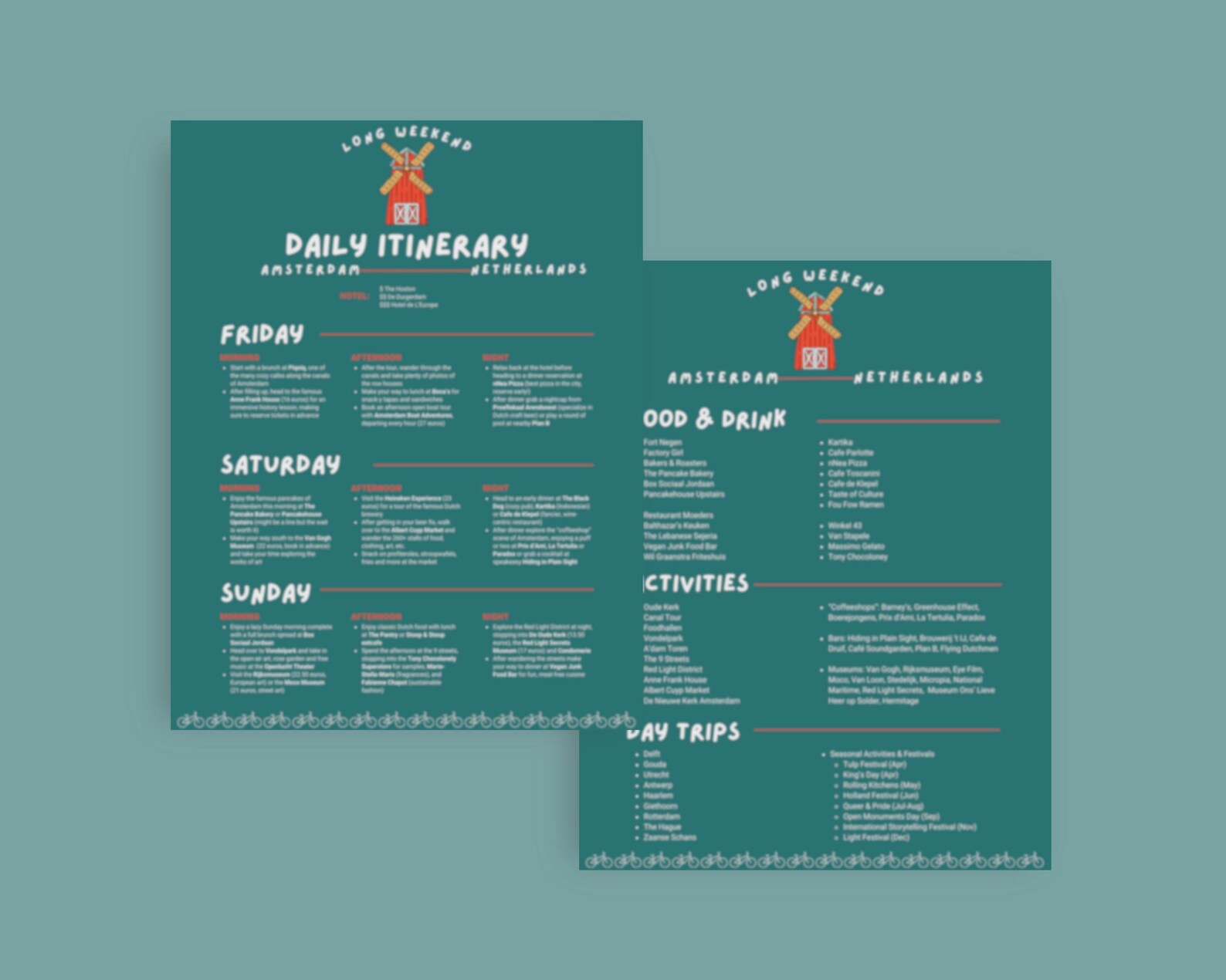 Amsterdam Long Weekend Itinerary | 3-day Travel Guide | Editable Canva ...
