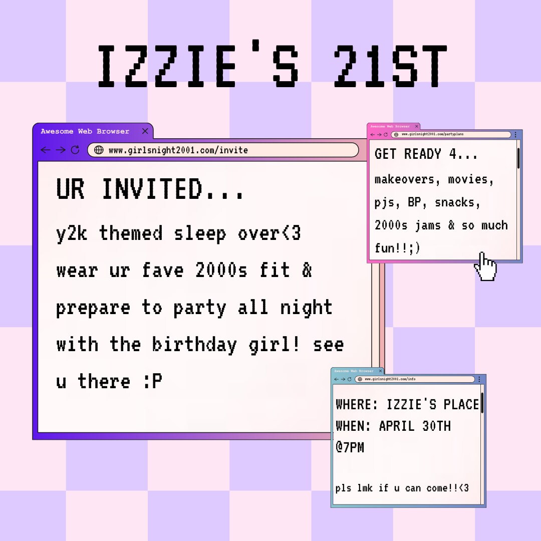 Y2k Birthday Invitation Canva Template - Etsy