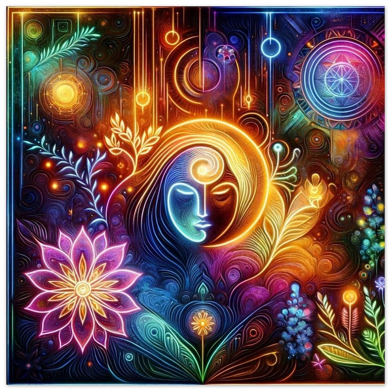 Spiritual Neon Nature Art: Fusion of Lush Landscapes & Vibrant Neon for ...