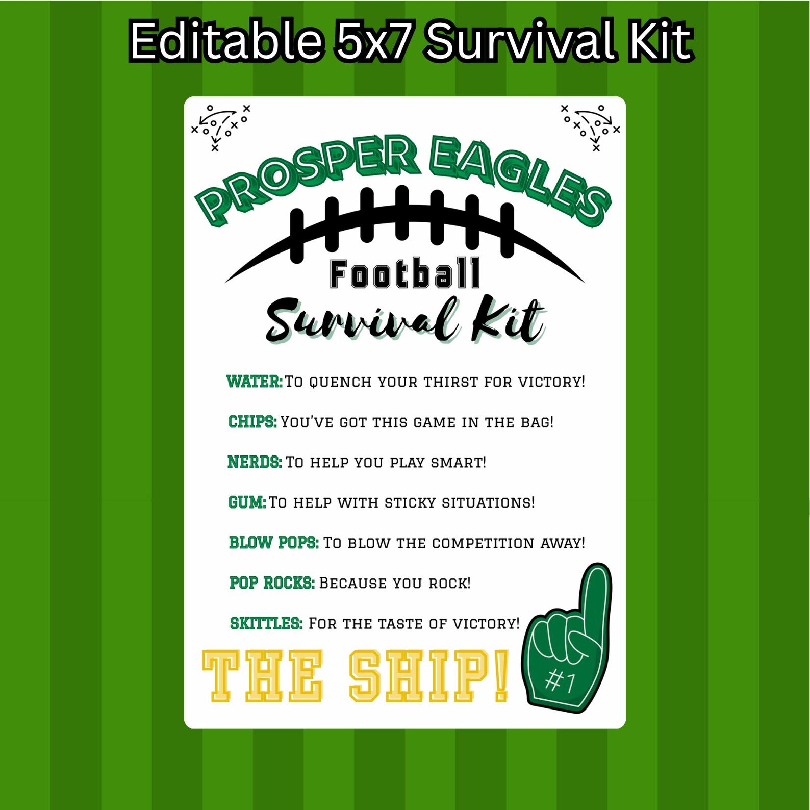 Football Survival Kit 5x7 - Editable -instant Download - Etsy