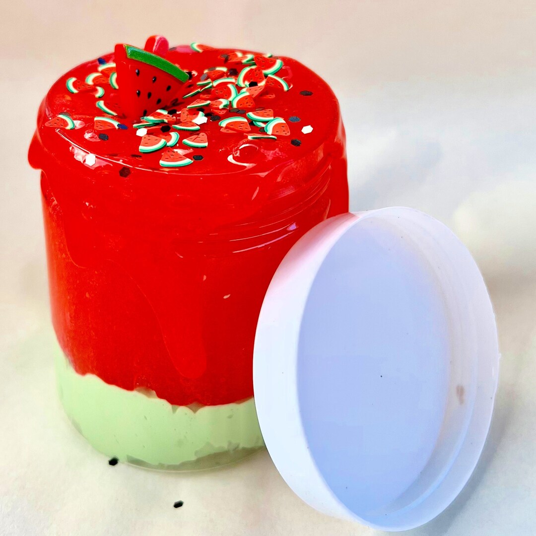 Juicy Watermelon Slime, Watermelon Scented Slime, Butter Slime, Clear ...