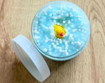 Duck in Water (slow Stretch), Blue Clear Slime, Duck Slime, Cute Slime ...