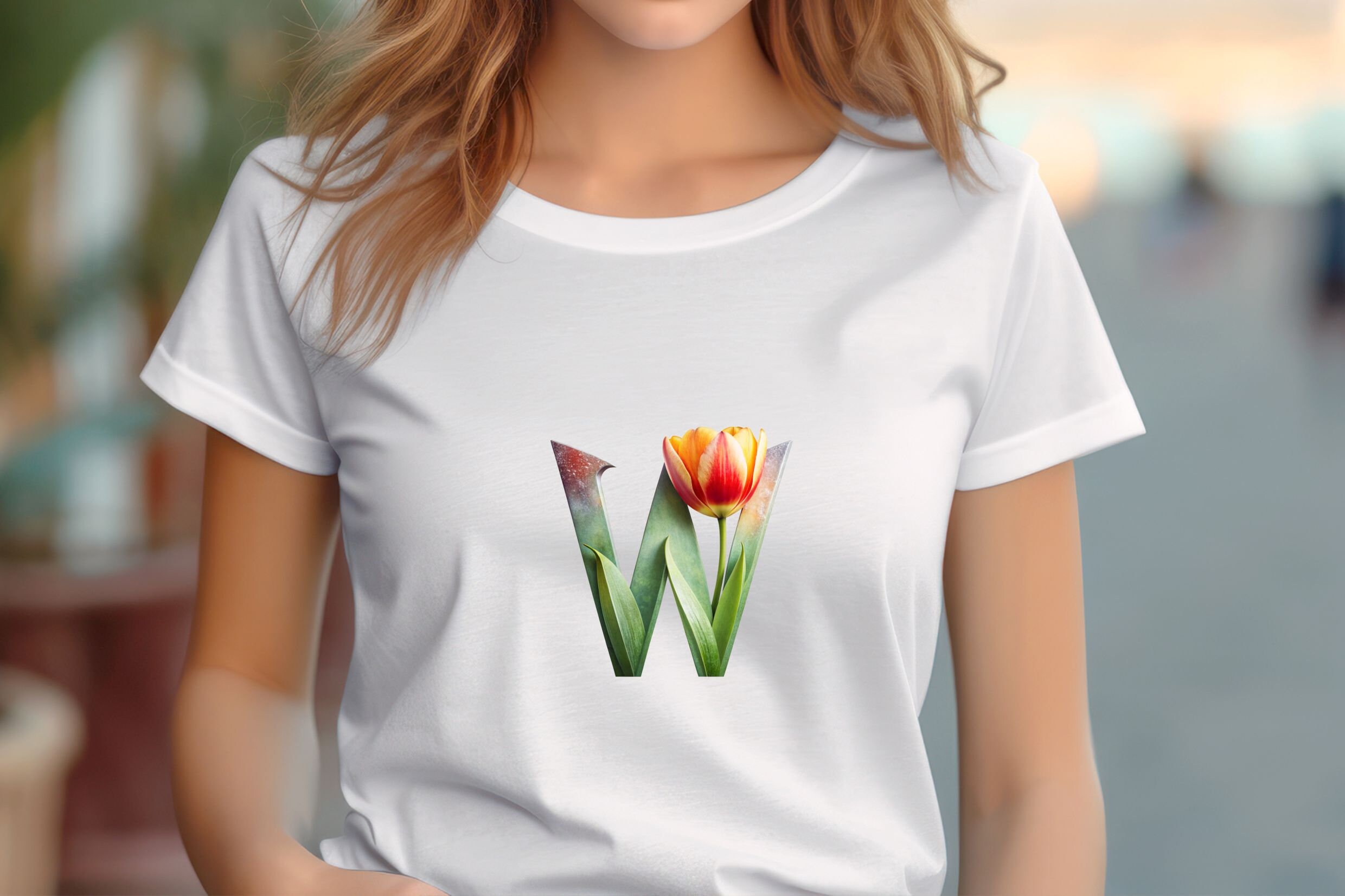 Tulip Flower Alphabet Font Clipart Png Download Sublimation Template ...