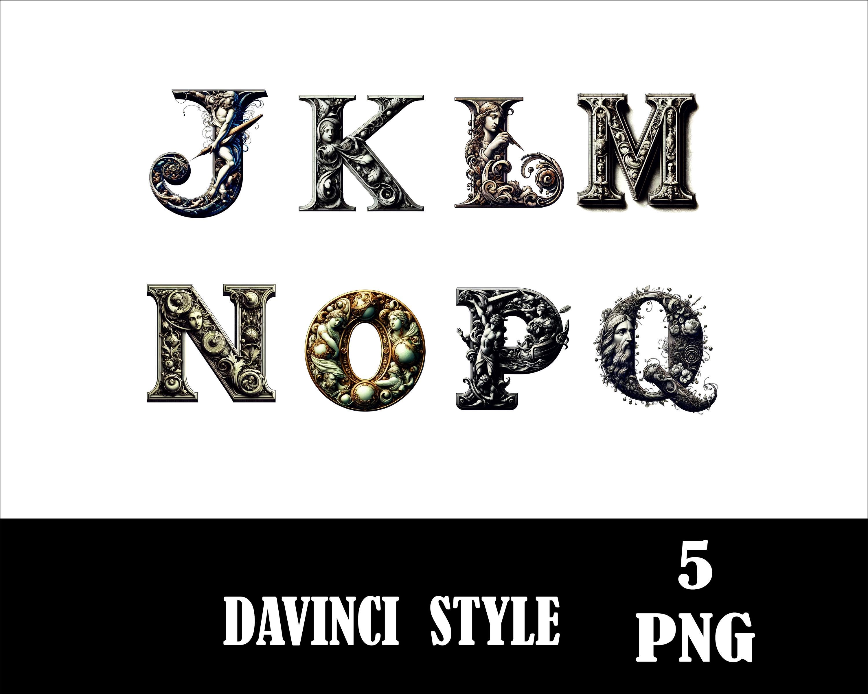 Davinci Style Alphabet Davinci Clipart Png Download Sublimation ...