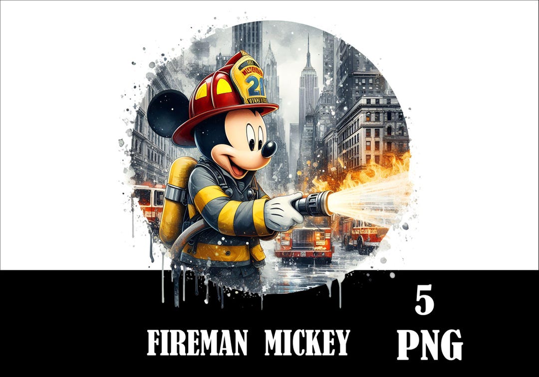 FIREMAN Mickey MOUSE Firefighter Clipart Png Download Sublimation ...