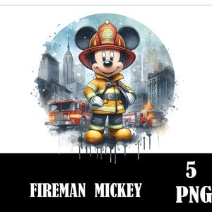 FIREMAN Mickey MOUSE Firefighter Clipart Png Download Sublimation ...