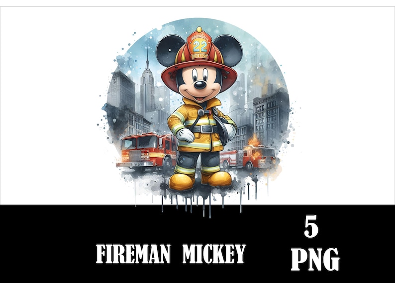 Fireman Mickey Mouse Clipart PNG, T-shirt Design (digital File) - Etsy