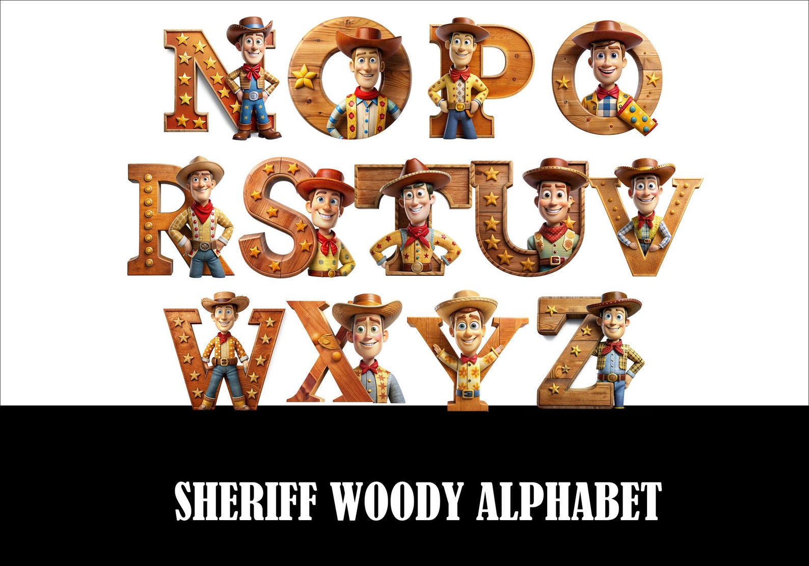 Sheriff Woody Alphabet Font Toy Clipart Story Png Download Sublimation ...
