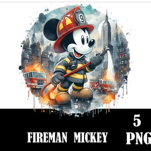 FIREMAN Mickey MOUSE Firefighter Clipart Png Download Sublimation ...