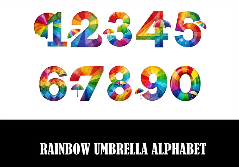 Rainbow Umbrella Alphabet Umbrella Font Clipart Png Download ...
