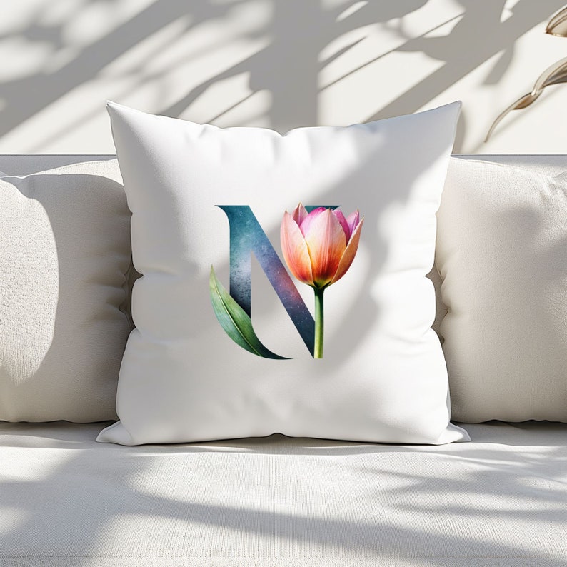 Tulip Flower Alphabet Font Clipart Png Download Sublimation Template ...