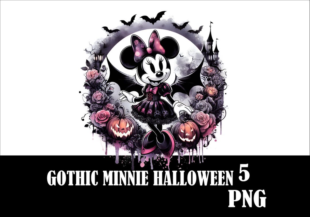 Gothic Minnie Halloween Day Mouse Png Digital Sublimation Template ...