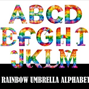 Rainbow Umbrella Alphabet Umbrella Font Clipart Png Download ...