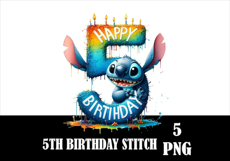 5th Birthday Stitch Five Number Stitch Shaped Clipart Png Download ...