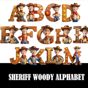 Sheriff Woody Alphabet Font Toy Clipart Story Png Download Sublimation ...