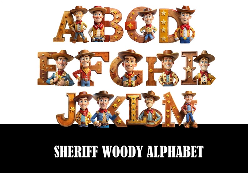 Sheriff Woody Alphabet Font Toy Clipart Story Png Download Sublimation ...