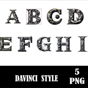 Davinci Style Alphabet Davinci Clipart Png Download Sublimation ...