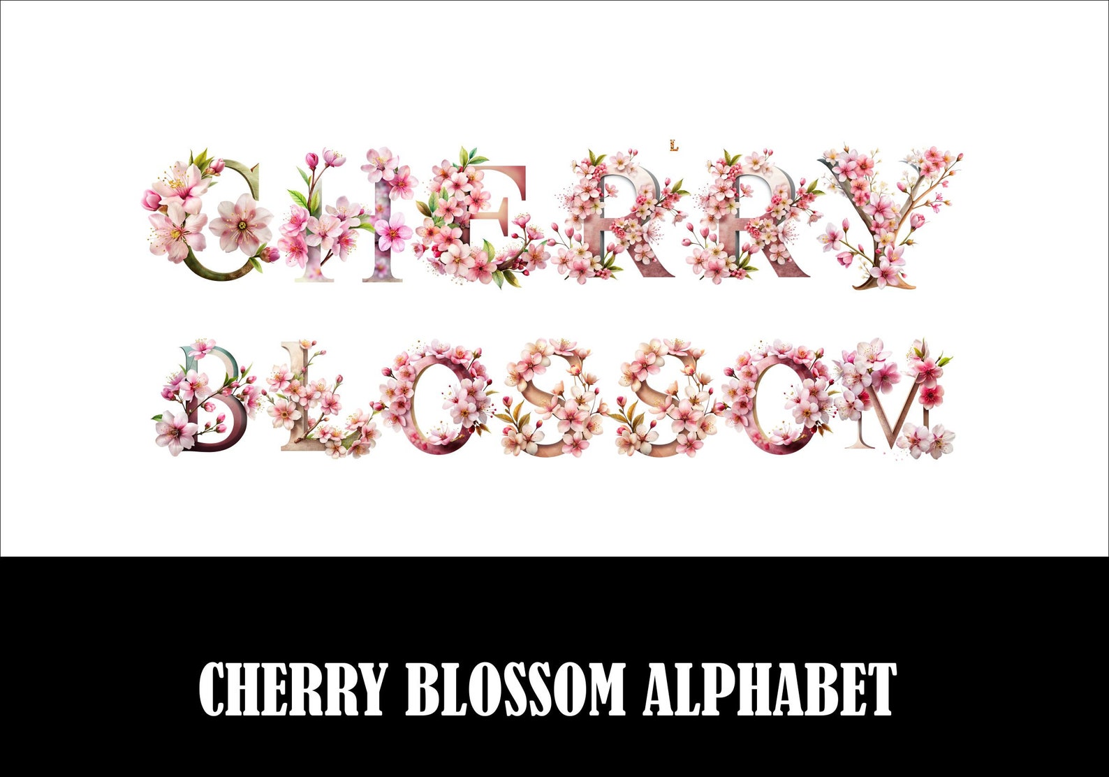 Cherry Blossom Flower Alphabet Font Clipart Png Download Sublimation ...