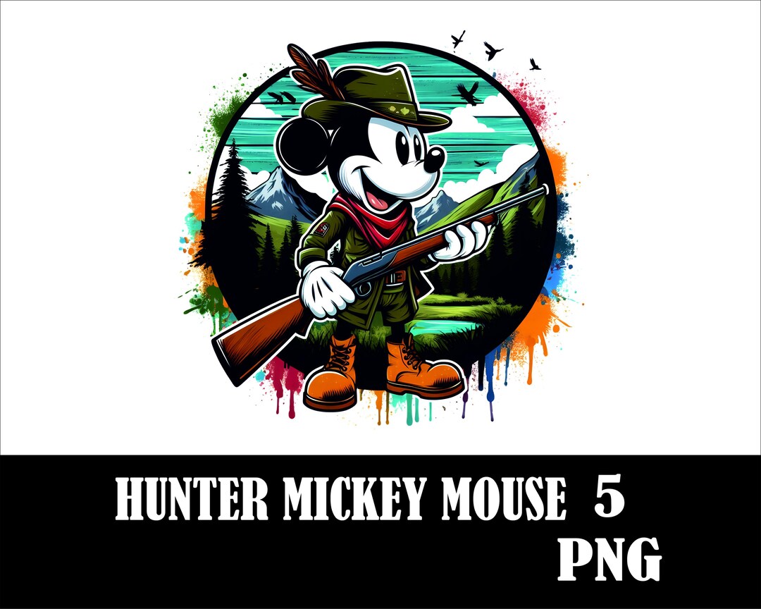 Hunter Mickey on the Mountain Clipart Png Download Sublimation Template ...