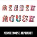 Minnie Mouse Alphabet Clipart PNG, T-shirt Design (digital Download) - Etsy