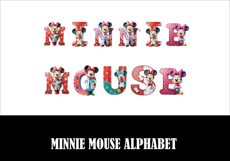 Minnie Alphabet Mouse Font Clipart Png Download Sublimation Template ...