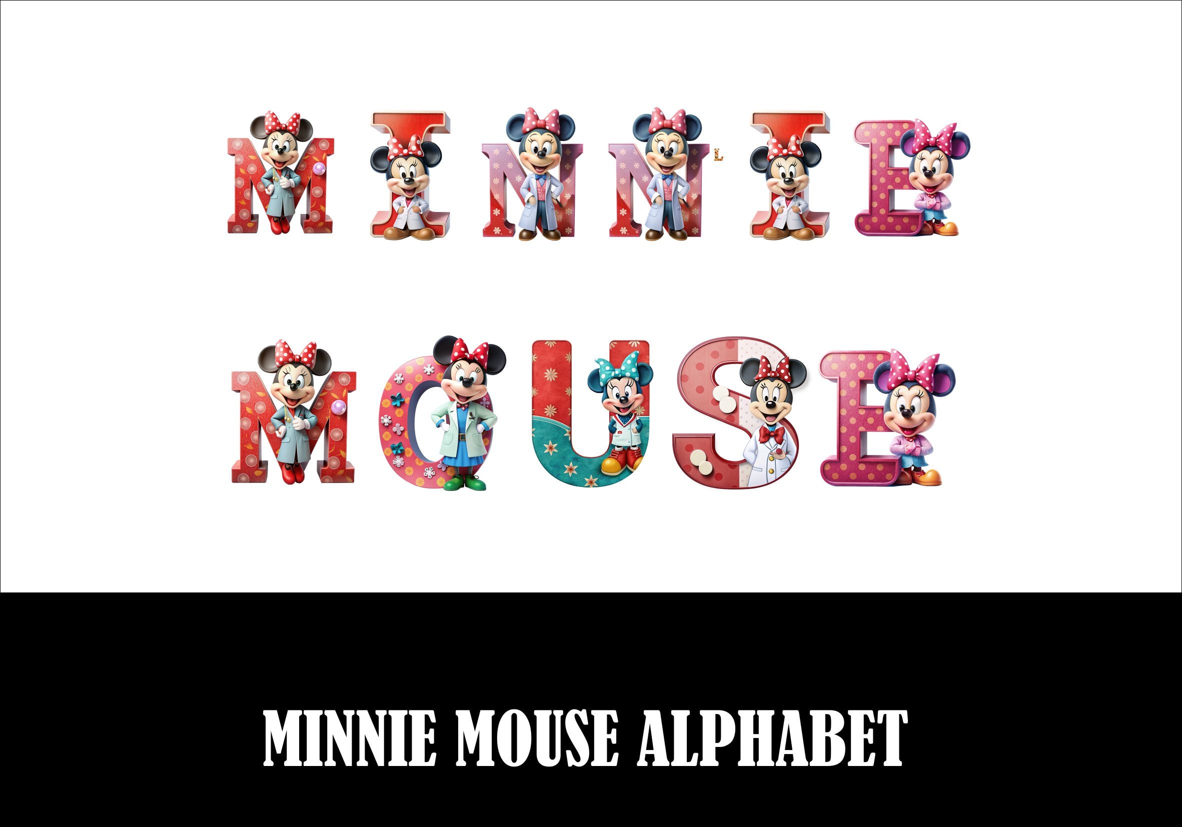 Minnie Alphabet Mouse Font Clipart Png Download Sublimation Template ...