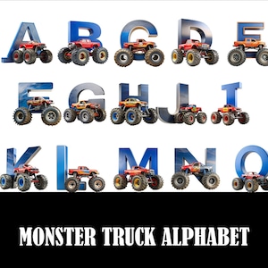 Monster Truck Alphabet Font Clipart Png Download Sublimation Template ...