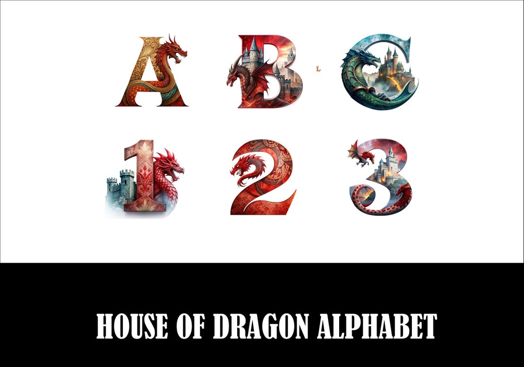 FLAME DRAGON Alphabet Font Clipart Png Download Sublimation Template ...