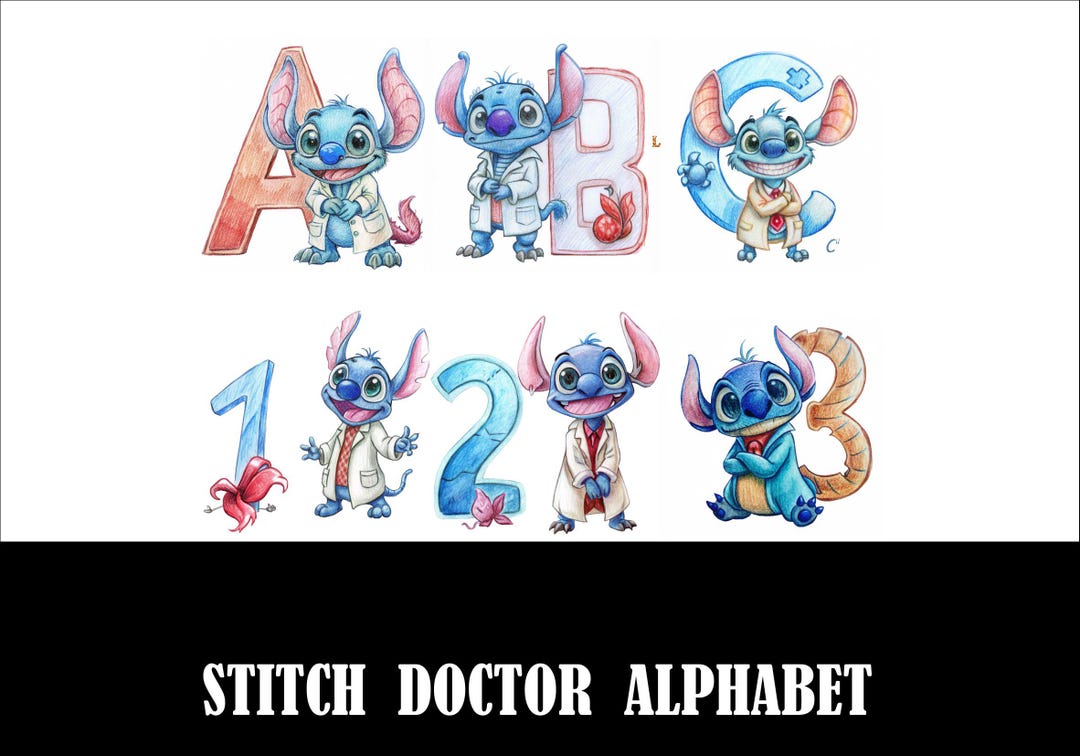 Doctor STITCH Alphabet Doctor Font Clipart Png Download Sublimation ...