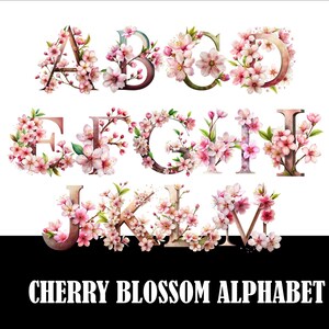 Cherry Blossom Flower Alphabet Font Clipart Png Download Sublimation ...