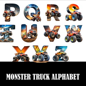 Monster Truck Alphabet Font Clipart Png Download Sublimation Template ...