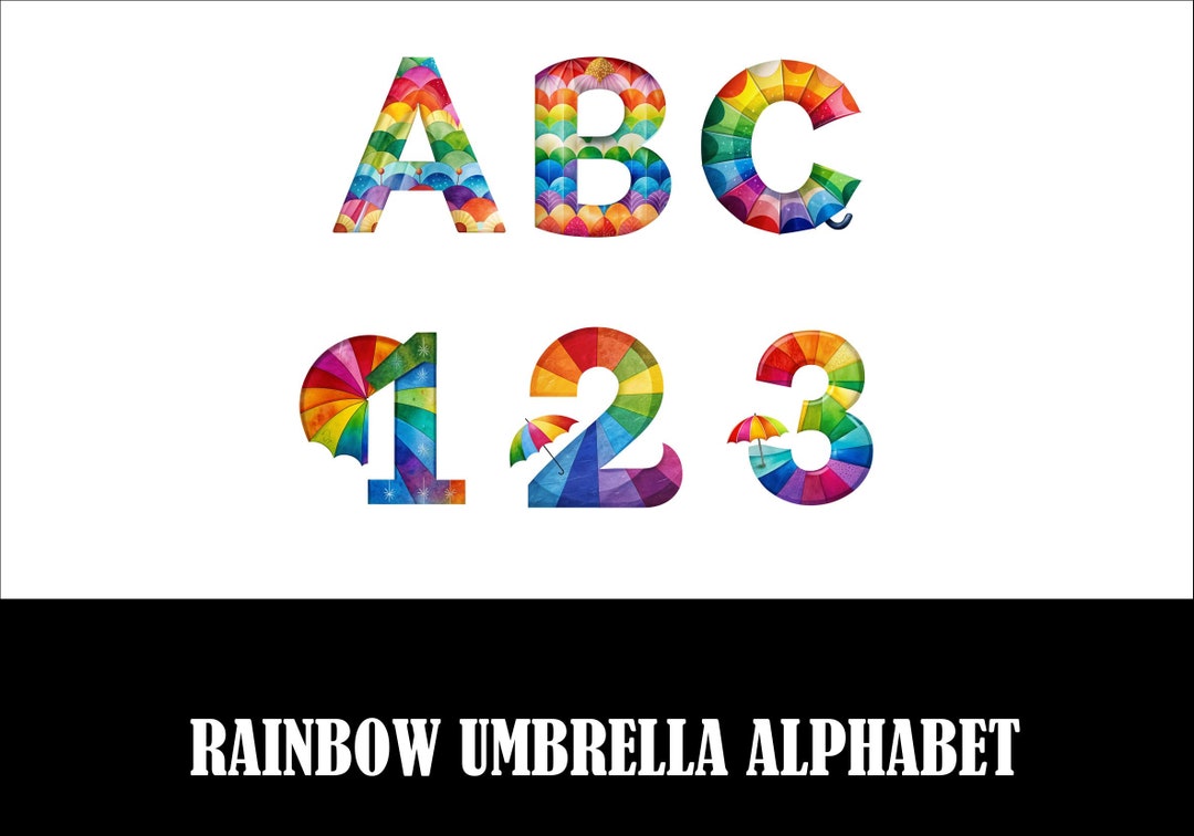 Rainbow Umbrella Alphabet Umbrella Font Clipart Png Download ...