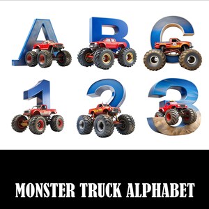 Monster Truck Alphabet Font Clipart Png Download Sublimation Template ...