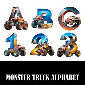 Monster Truck Alphabet Font Clipart Png Download Sublimation Template ...