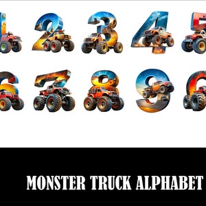 Monster Truck Alphabet Font Clipart Png Download Sublimation Template ...