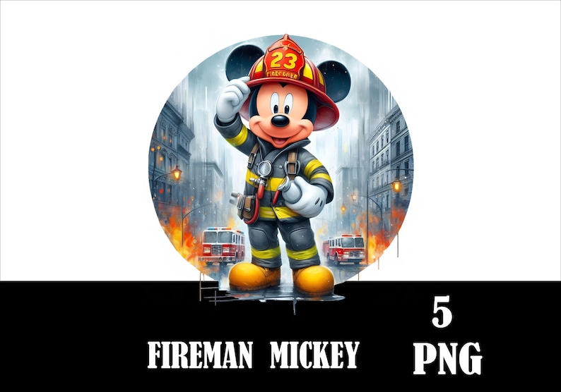FIREMAN Mickey MOUSE Firefighter Clipart Png Download Sublimation ...