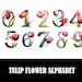 Tulip Flower Alphabet Font Clipart Png Download Sublimation Template ...