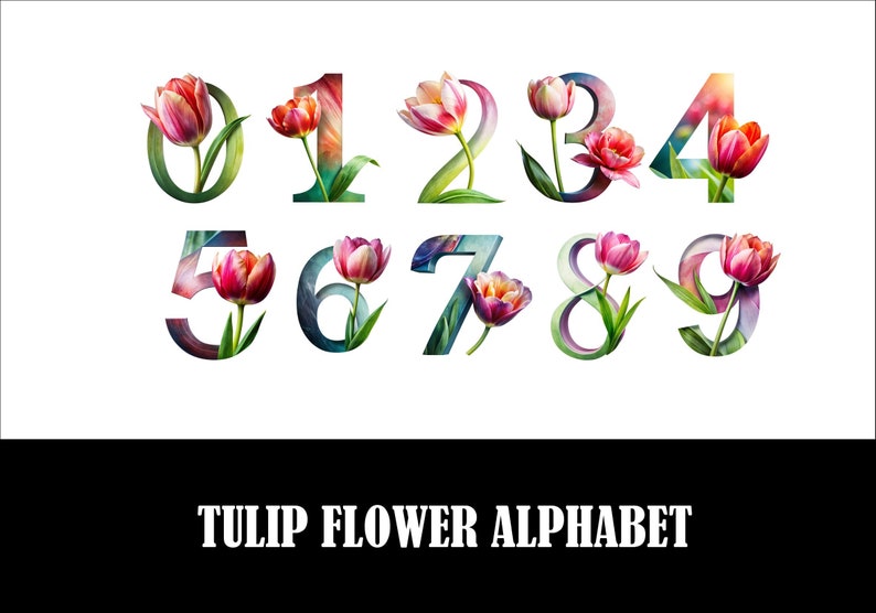 Tulip Flower Alphabet Font Clipart Png Download Sublimation Template ...