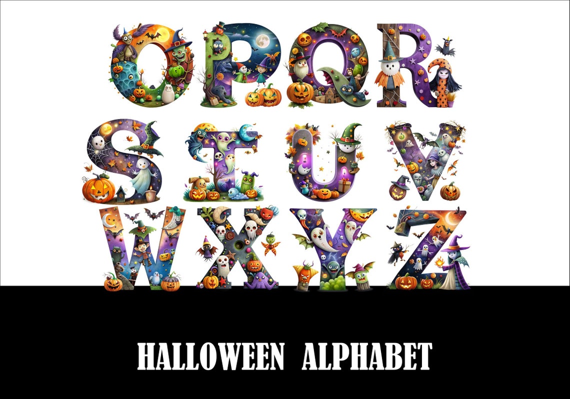 Halloween Alphabet Clipart PNG – Spooky Font Sublimation Design ...