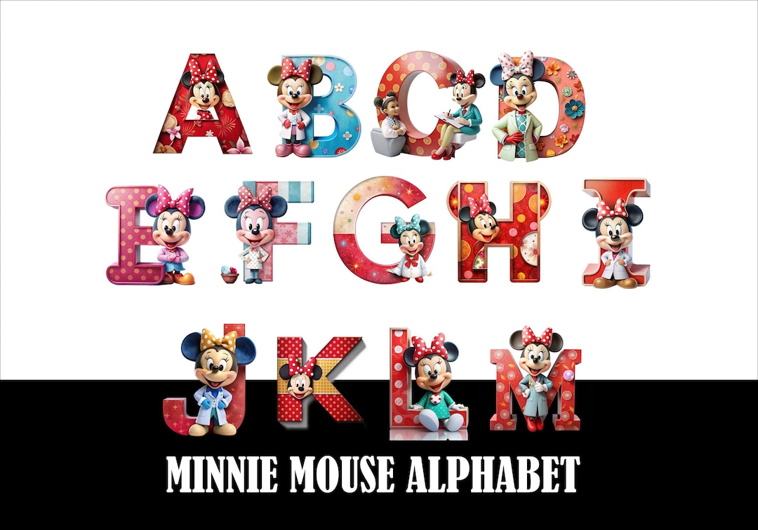 Minnie Alphabet Mouse Font Clipart Png Download Sublimation Template ...