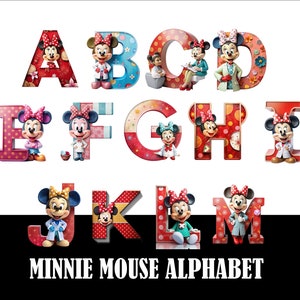 Minnie Alphabet Mouse Font Clipart Png Download Sublimation Template ...