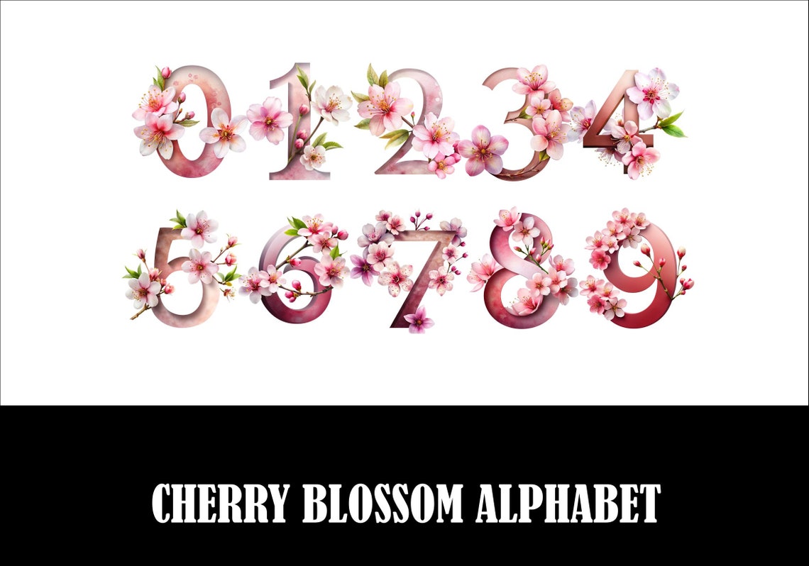 Cherry Blossom Flower Alphabet Font Clipart Png Download Sublimation ...