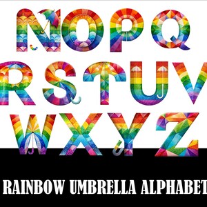 Rainbow Umbrella Alphabet Umbrella Font Clipart Png Download ...