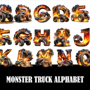 Monster Truck Alphabet Font Clipart Png Download Sublimation Template ...