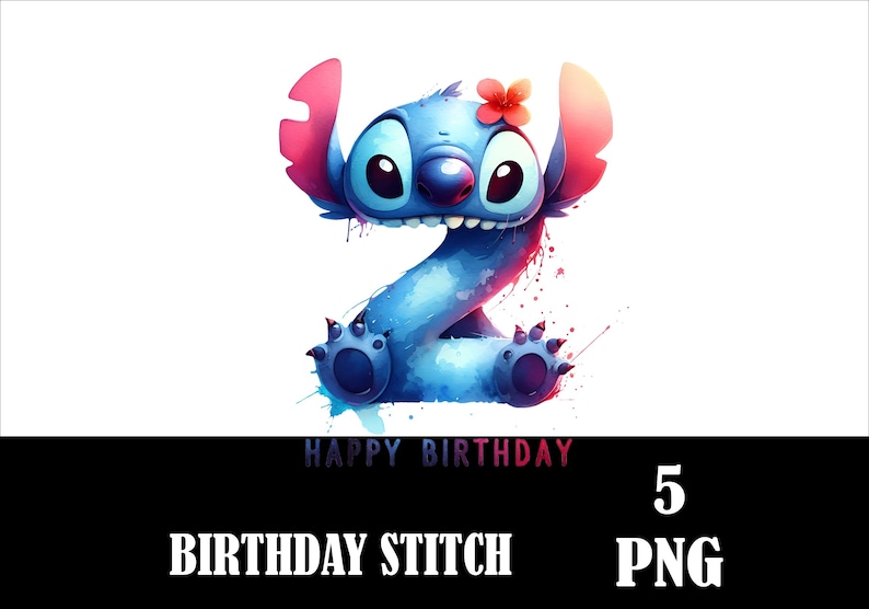 2nd Birthday Stitch Two Number Stitch Shaped Clipart Png Download ...