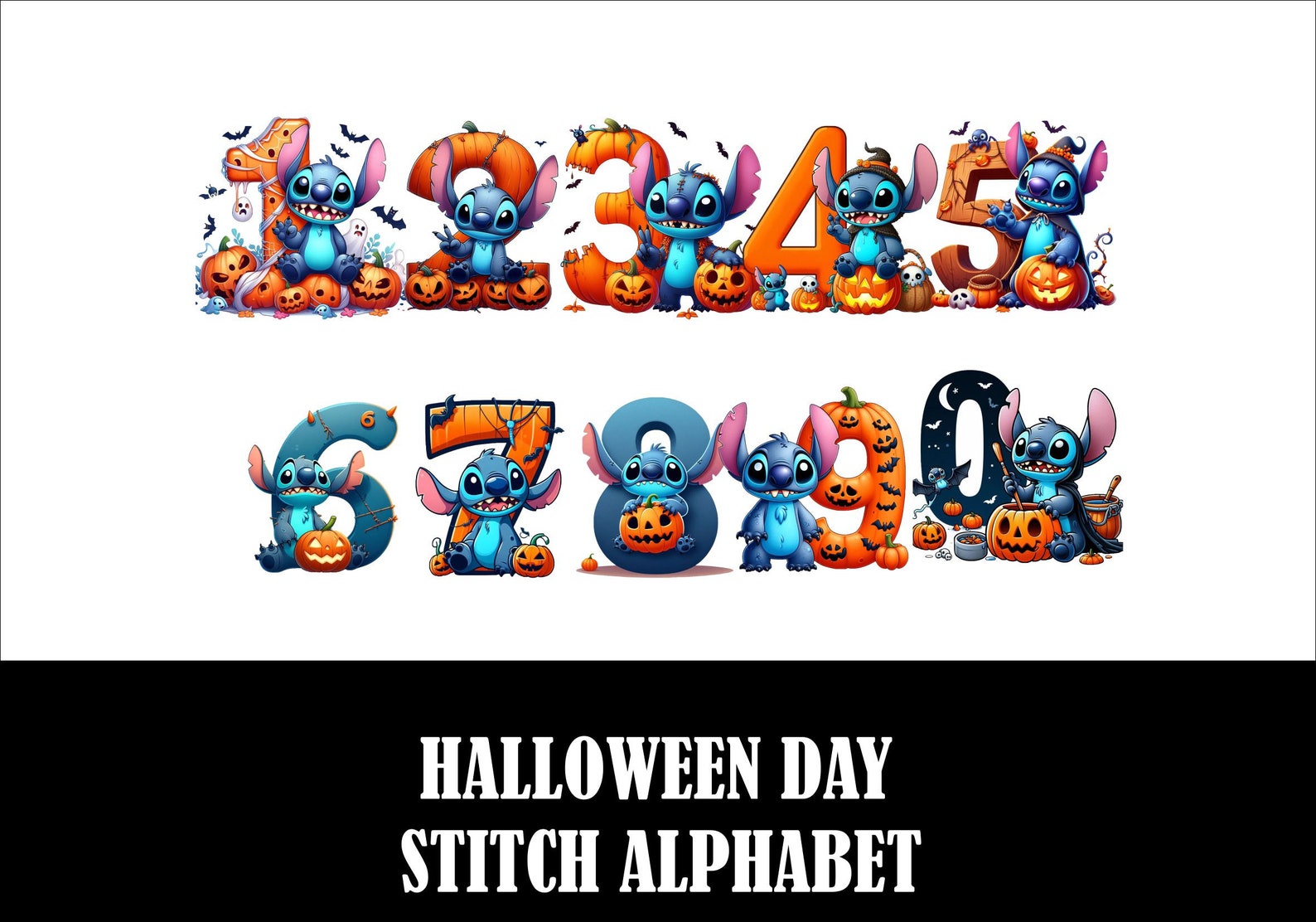Halloween Day STITCH Alphabet Font Clipart Halloween Stitch Png ...
